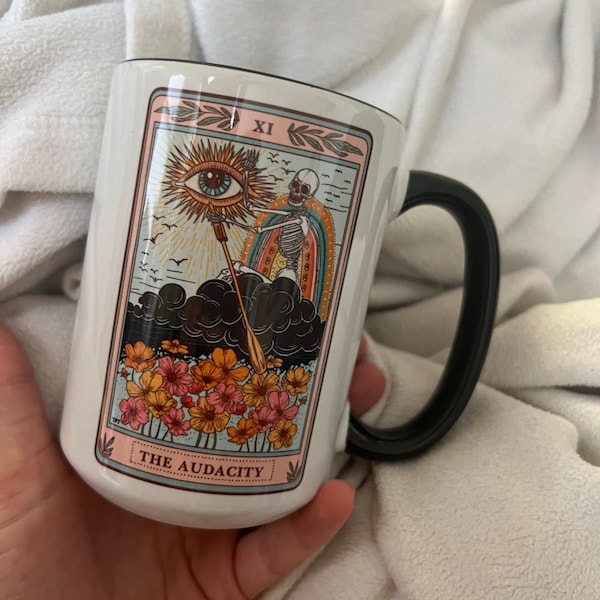 Audacity Tarot Card Mug, Occult Skeleton Tarot Card Coffee Mug, the ...