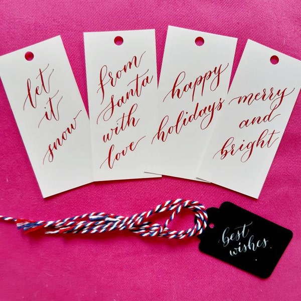 Handwritten Calligraphy Christmas Tags Christmas Greeting Tags Handmade ...