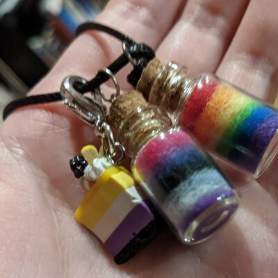 Non Binary Pride Miniature Cake Earrings or Charm nickel Free Enby ...