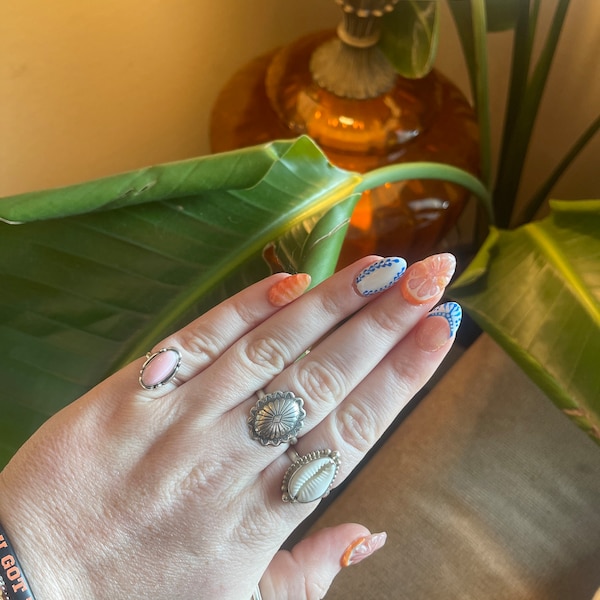 Oval Pink Conch Shell Ring/sterling Silver Queen Conch Shell Ring/conch ...