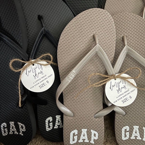 Flip Flop Favor Tags, Flip Flop Size Tags, Wedding Favor Tags, Pick ...