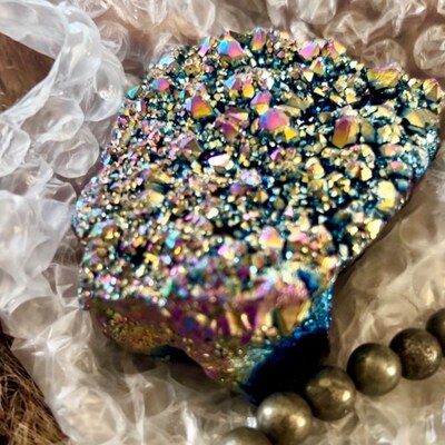 Rainbow Aura Amethyst Cluster, Titanium Aura Amethyst Crystal Choose ...
