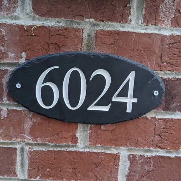 SLATE House Numbers ( Carved Stone ) Marker / Home Address Sign Plaque ...