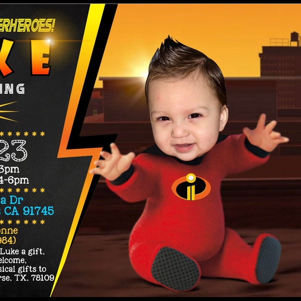 The Incredibles Birthday Invitation: Baby Jack Photo (digital File) - Etsy