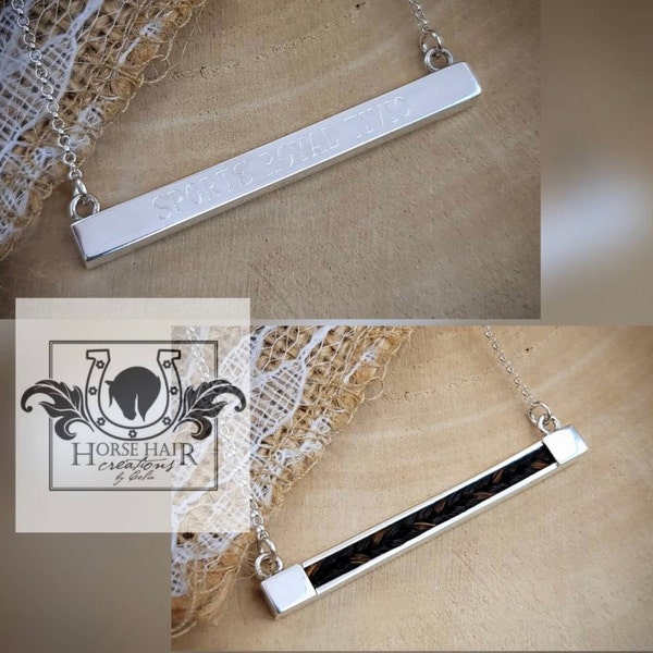 Horizontal Bar Sterling Silver Braided Horse Hair Pendant Necklace ...