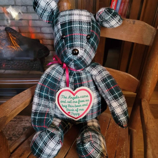 MEMORY BEAR 4x4 PATCH, Memory Shirt Pillow, Sew-iron On, Heart Shaped ...