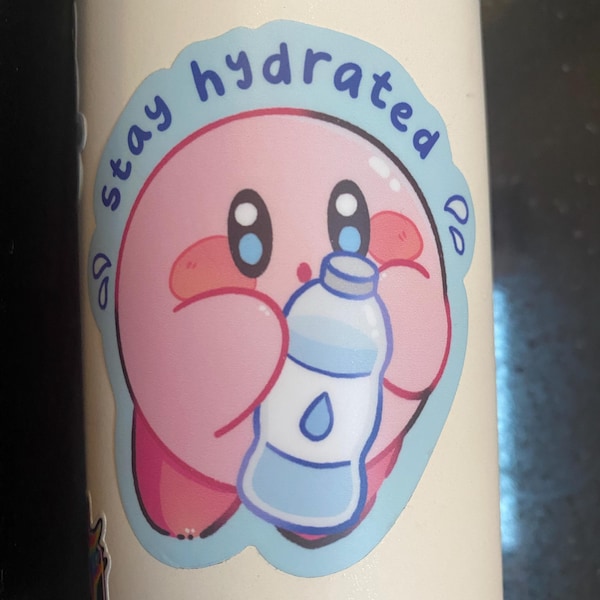 Kirbo Stay Hydrated Sticker | Anime | Decal | Vinyl | Matte | Kawaii ...