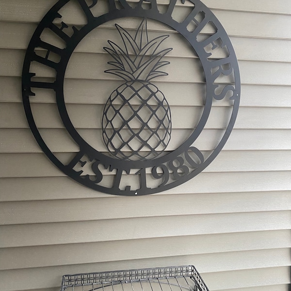 Personalized Pineapple Metal Sign - Housewarming Gift - Personalized ...