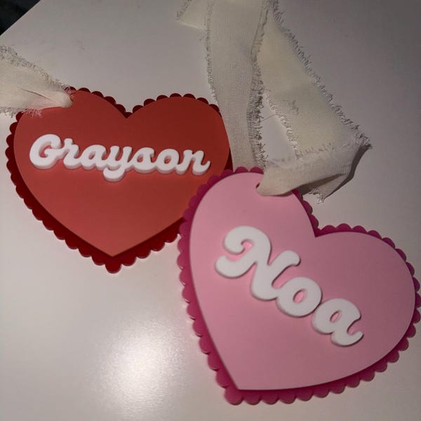 Scallop Heart Tag Heart Tag Valentine’s Basket Tags Valentine’s Day ...