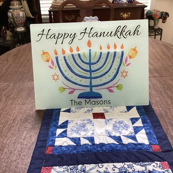 Shabbat Shalom Table Runner - Blue Stars Shabbat Table Decor - Jewish ...
