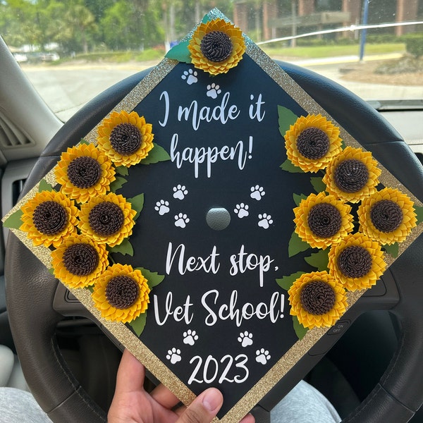 Custom Graduation Cap Topper, Decorated Grad Cap Base, Glitter Topper ...