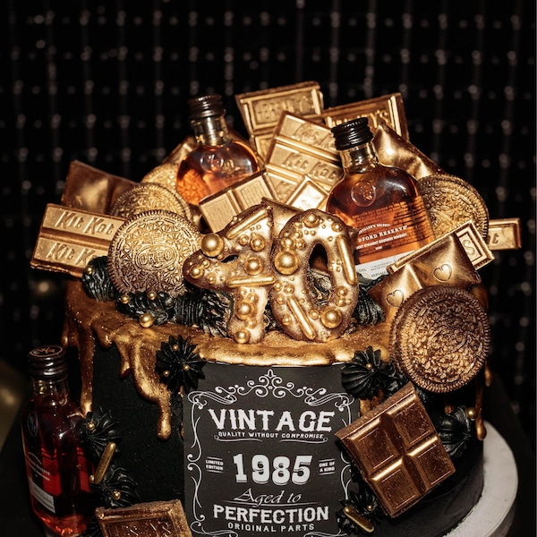Vintage Aged to Perfection Year EDIBLE Cake Topper Image Cupcakes ...
