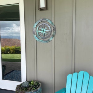 Personalized Compass Metal Sign Custom Coordinates Sign Nautical Decor ...