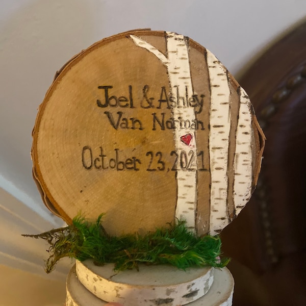 Birch Tree Wedding Cake Topper Rustic Wood Slice Log Wedding Cake ...