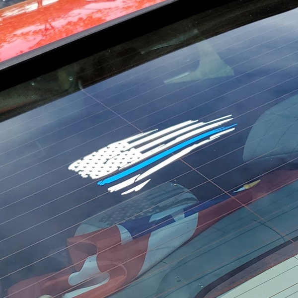 American Flag Blue Line Custom Vinyl Decal Sticker - Choose Your Color ...