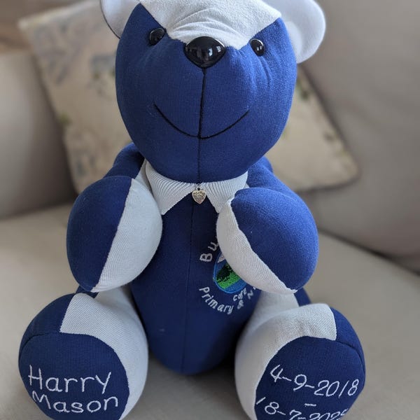School Uniform Memory Bear – Keepsake Teddy With Embroidered Name - Etsy UK