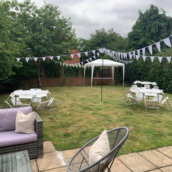 Bunting 10mtrs 32ft White Fabric Bunting Handmade Single Ply Venue ...