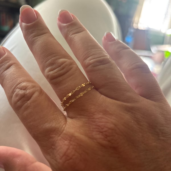 Dainty Double Chain Ring: 16K Gold Plated Minimalist Jewelry - Etsy