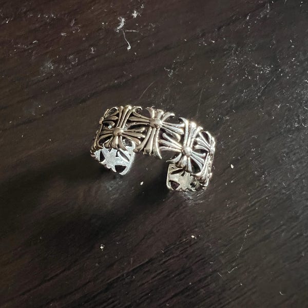 Ch Gothic Style Y2k .925 Silver Diamond Cross Necklace Chrome Chain ...