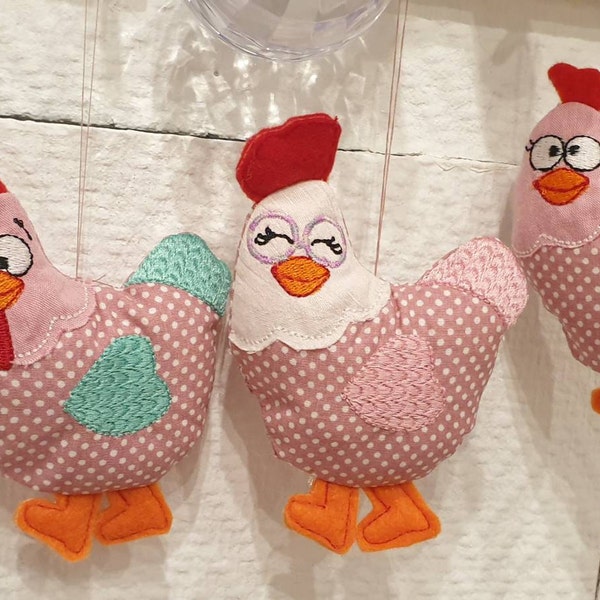 10x Stickdatei Huhn Hahn Henne Glucke ITH 10x10, chicken rooster in the hoop 4x4 digital ...