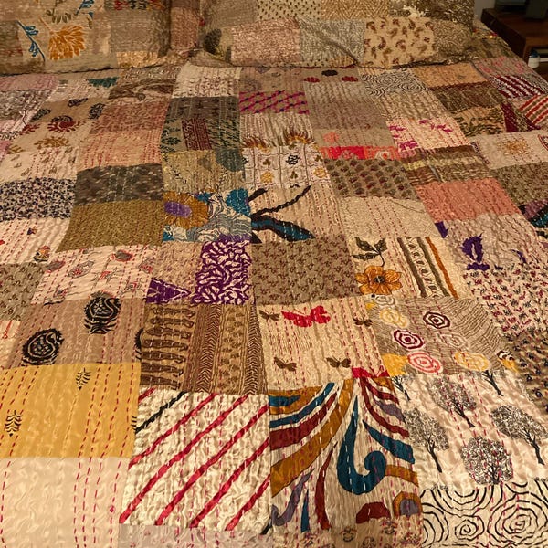 Bohemian Patchwork Quilt Kantha Quilt Handmade Vintage Quilts Boho Bedding Throw Blanket ...