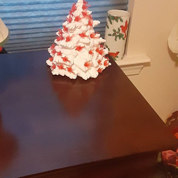 Cardinal Lighted Tree, Ceramic Cardinal Tree, Handcrafted Cardinal Tree ...