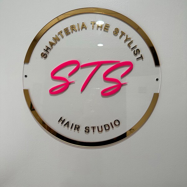 Round Business Sign, Logo Sign, Custom Business Signage, Acrylic Mirror ...