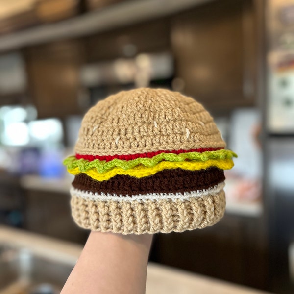 CROCHET PATTERN Cheeseburger Beanie, Infant & Kids Crochet Pattern ...