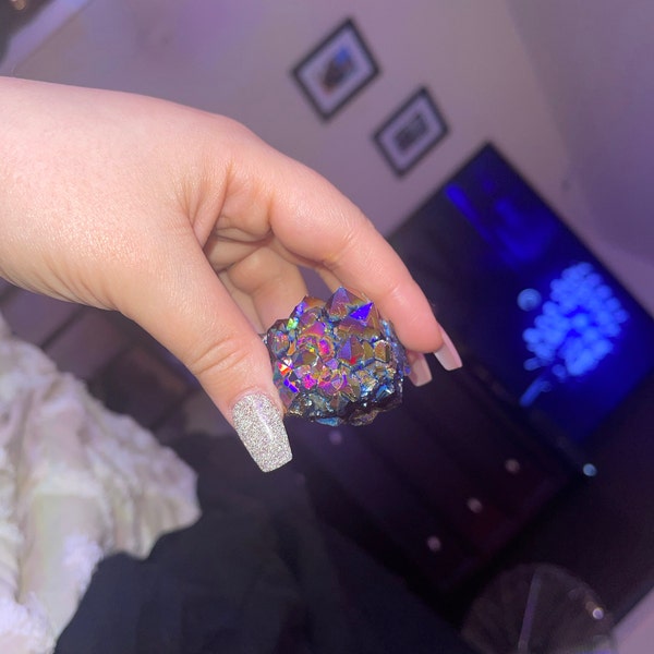 Rainbow Aura Amethyst Cluster, Titanium Aura Amethyst Crystal - Choose ...