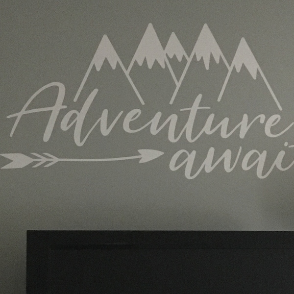 Mountain Wall Decal, Adventure Awaits Wall Decor, Mountain Sticker ...