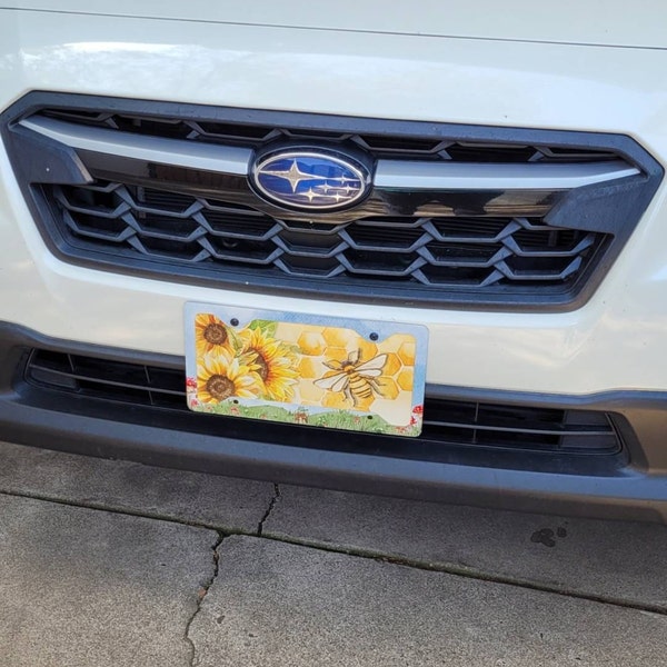 Golden Sunflowers and Honey Bee License Plate | Unique Car Accessories ...
