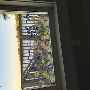 Botanical Springtime Flower Window Cling Decal. Crocuses, Ferns ...