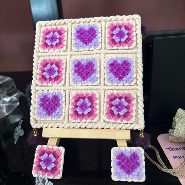 Granny Square Dangle Polymer Clay Earrings | Bright Spring Color Block ...