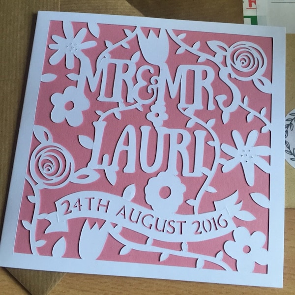 Personalised Wedding Card Papercut - Etsy UK
