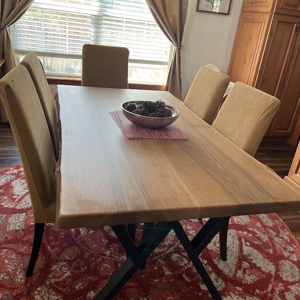 Walnut Wood Live Edge Dining Table and Bench - Handcrafted , Solid ...
