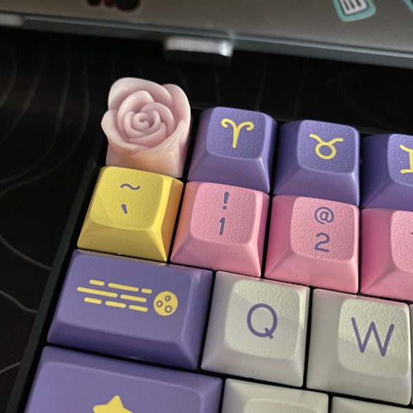 Rose Pastel Flower Artisan Keycap Cherry MX Mechanical Gaming Keyboards ...