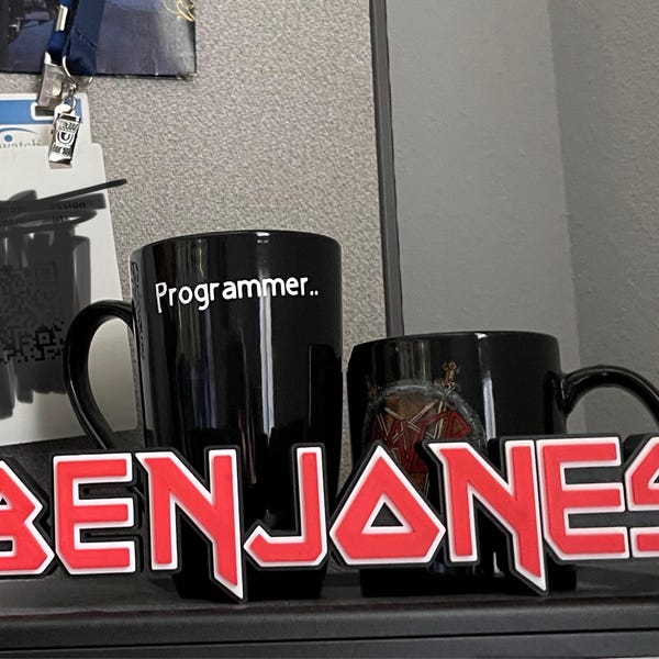 3d Printed Personalized Metal Rock Name Plate I 70s 80s I Desk Sign I ...