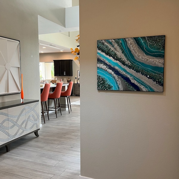 Crystal Quartz Resin Painting Custom Geode Glitter Original Abstract ...