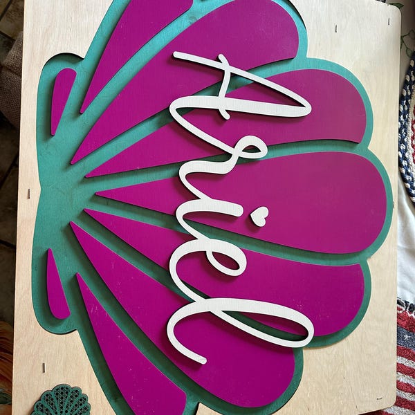 Personalized Seashell Name Sign - Under the Sea Wooden Sign - Ocean ...