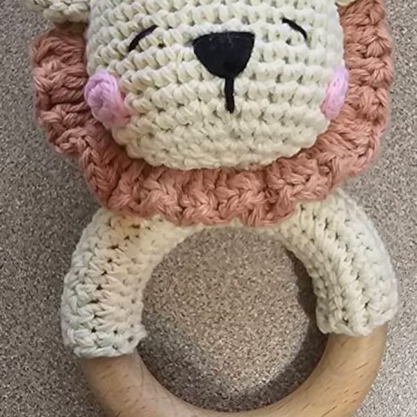 Wood Rattle, Crochet Baby Toy, Baby Boy Gift, Baby Girl Gift, Rattle ...