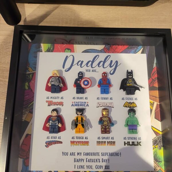 Personalised Daddy/dad Superhero Box Frame, Personalised Frame for Him ...