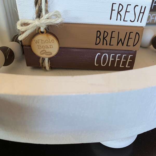 Coffee Mini Book Stack, Coffee Bar, Coffee Decor, Farmhouse Tiered Tray ...