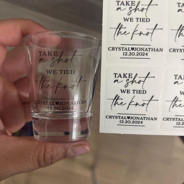 Take A Shot We Tied the Knot Stickers for Wedding Favours | Wedding ...