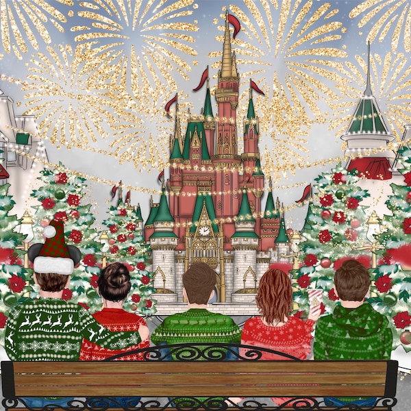 Custom Disney Inspired Portrait, Personalized Print for Family, Friends ...