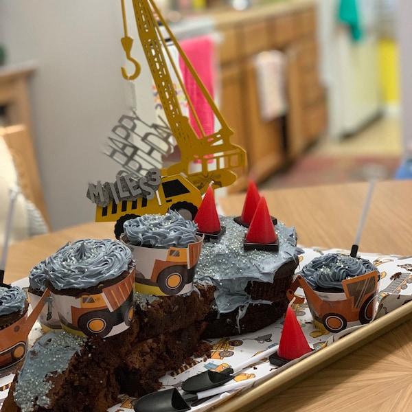 Construction Birthday Party, Personalized Wood Construction Truck Crane ...