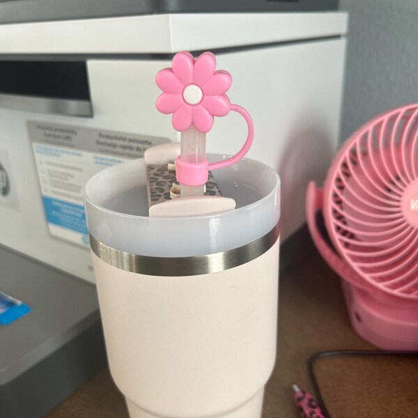 Retro Daisy Tumbler Straw Topper Floral Bottle Straw Cover Silicone ...