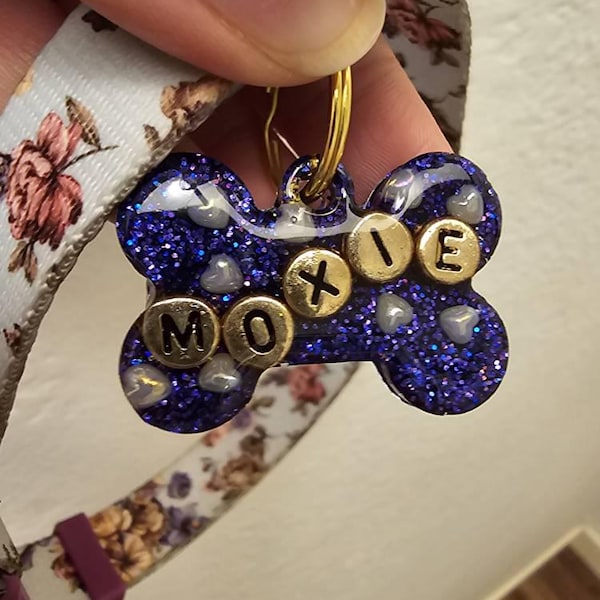Resin Dog Tag, Personalized, Custom Dog Tag, Resin Dog Tag, Glitter Dog ...