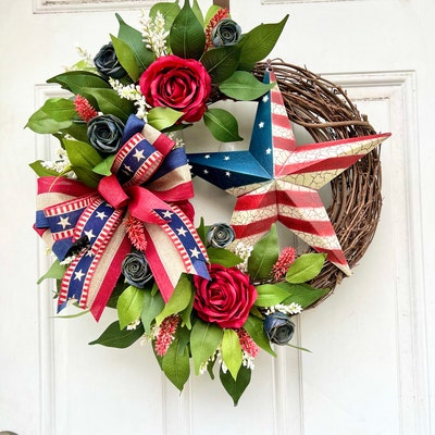 Patriotic Ribbon Red Natural and Blue Ric Rac Ribbon Wired - Etsy