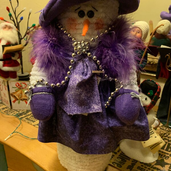 Snowman Doll, "sheryl", 9" Snowman, Burgundy, Snowman Decor, Snowman ...