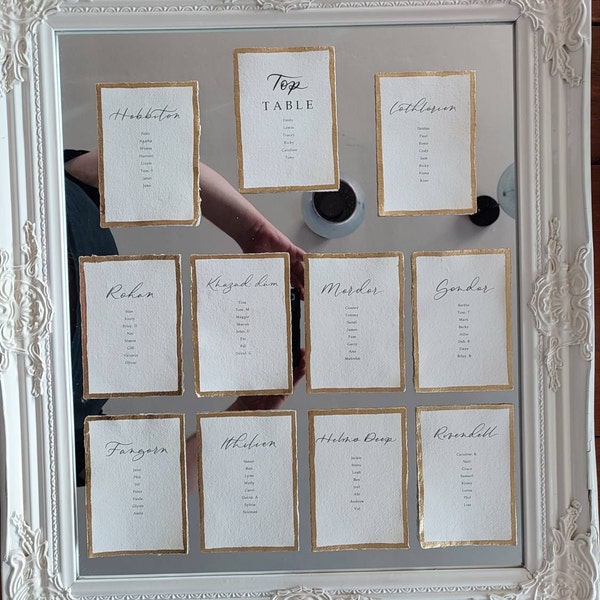 Table Numbers Printed on Handmade Paper With or Without Gold, Silver or ...